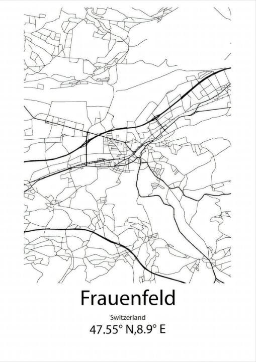 Frauenfeld, Switzerland Map - Kaigozen - Drawings & Illustration ...