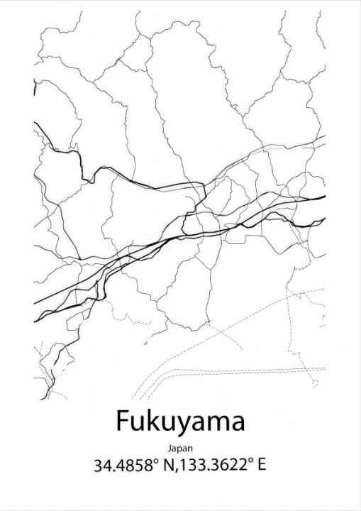 Fukuyama, Japan Map - Kaigozen - Drawings & Illustration, Places ...