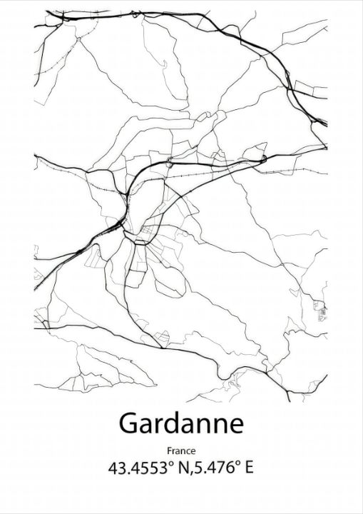 Gardanne, France Map - Kaigozen - Drawings & Illustration, Places ...
