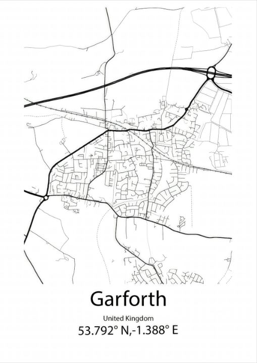 Garforth, United Kingdom Map - Kaigozen - Drawings & Illustration ...