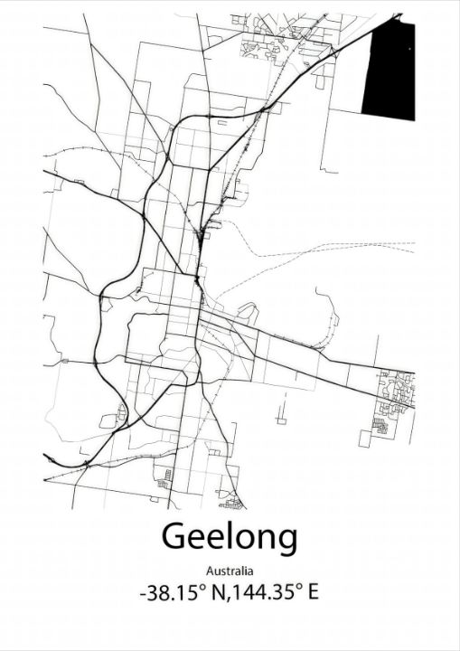 Geelong, Australia Map - Kaigozen - Drawings & Illustration, Places ...