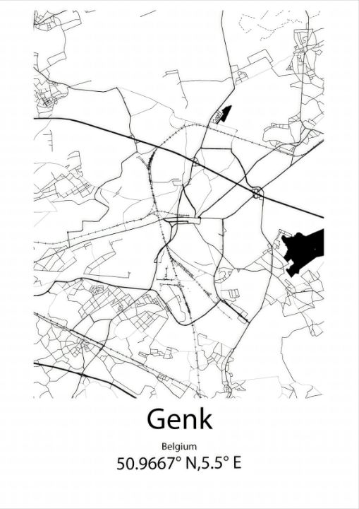 Genk, Belgium Map - Kaigozen - Drawings & Illustration, Places & Travel ...