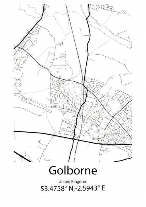 Golborne, United Kingdom Map - Kaigozen - Drawings & Illustration ...