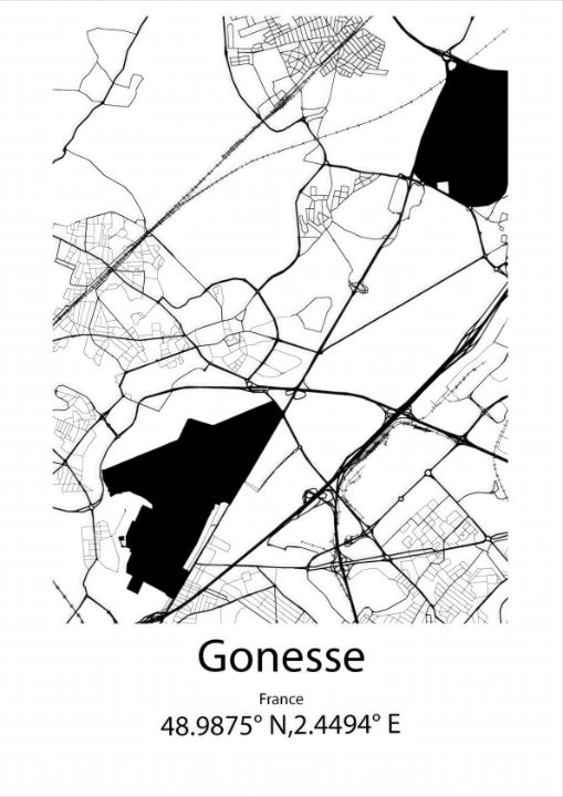 Gonesse, France Map - Kaigozen - Drawings & Illustration, Places ...