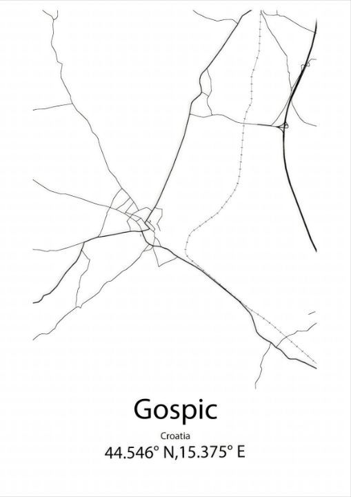 Gospic, Croatia Map - Kaigozen - Drawings & Illustration, Places ...