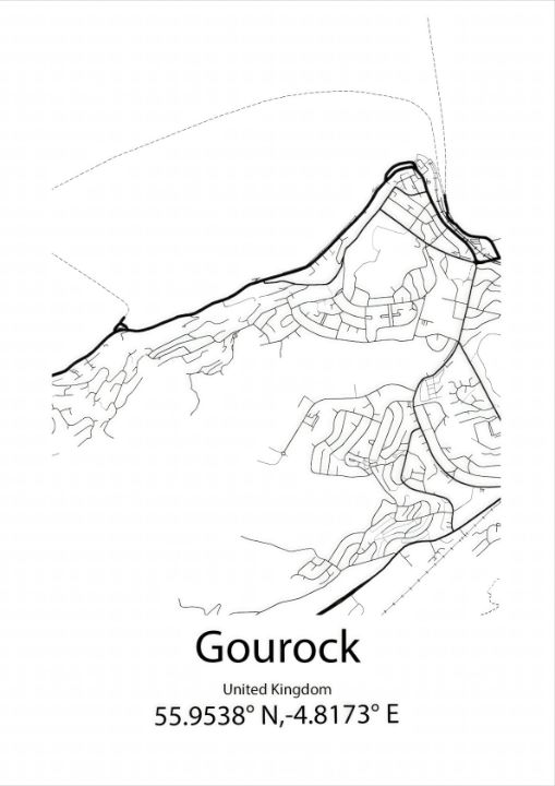 Gourock, United Kingdom Map - Kaigozen - Drawings & Illustration ...