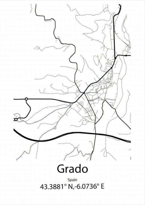 Grado, Spain Map - Kaigozen - Drawings & Illustration, Places & Travel ...