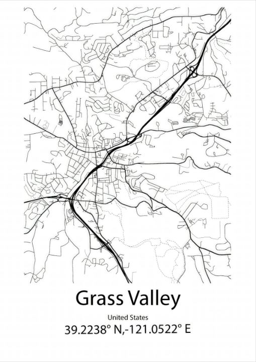 Grass Valley, United States Map - Kaigozen - Drawings & Illustration ...