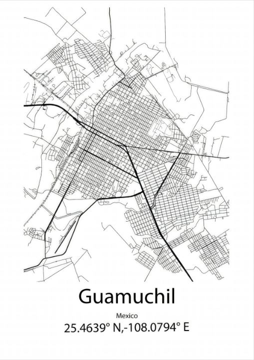 Guamuchil, Mexico Map - Kaigozen - Drawings & Illustration, Places ...