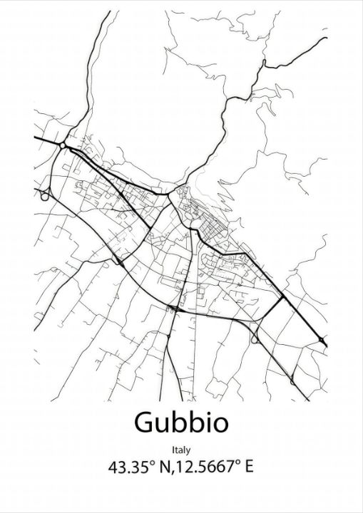 Gubbio, Italy Map - Kaigozen - Drawings & Illustration, Places & Travel ...