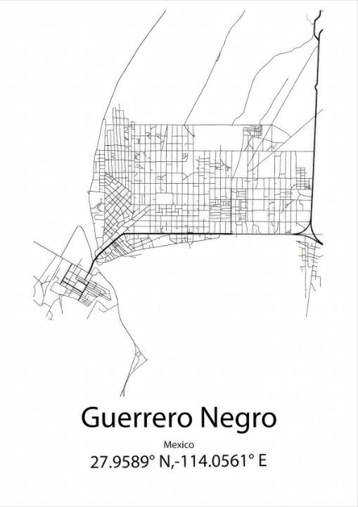 Guerrero Negro, Mexico Map - Kaigozen - Drawings & Illustration, Places ...