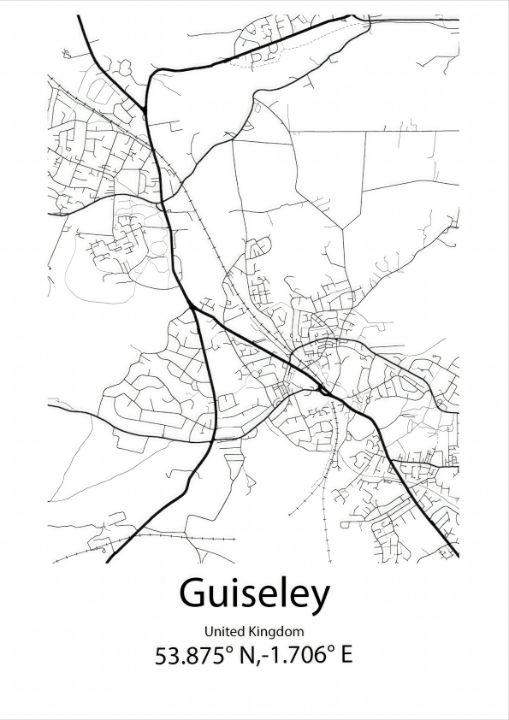 Guiseley, United Kingdom Map - Kaigozen - Drawings & Illustration ...