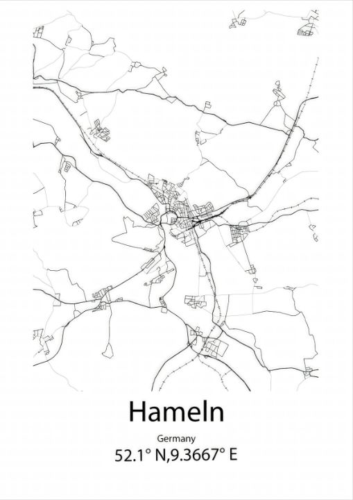 Hameln, Germany Map - Kaigozen - Drawings & Illustration, Places ...