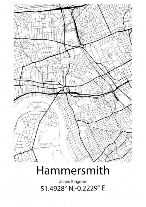Hammersmith, United Kingdom Map - Kaigozen - Drawings & Illustration ...