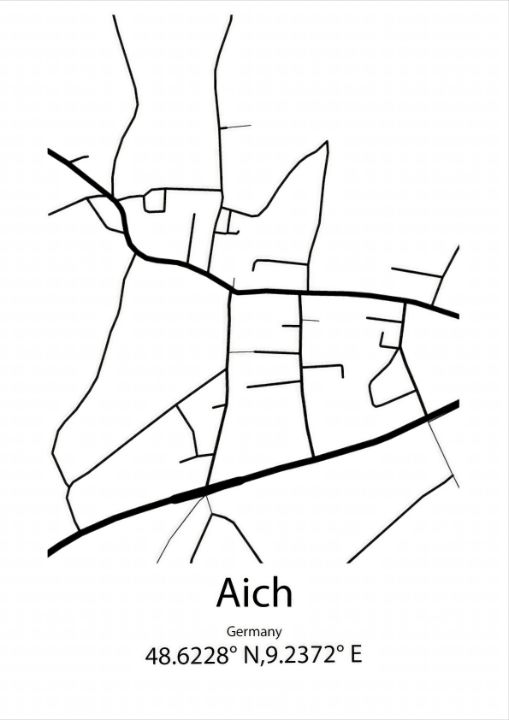 Aich,Germany Line Map Art - Kaigozen - Drawings & Illustration, Places ...
