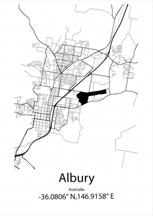 Albury,Australia Line Map Art - Kaigozen - Drawings & Illustration, Places & Travel, Other ...