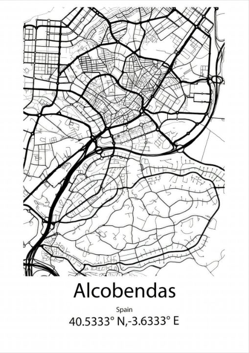 Alcobendas,Spain Line Map Art - Kaigozen - Drawings & Illustration ...
