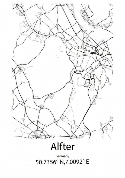 Alfter,Germany Line Map Art - Kaigozen - Drawings & Illustration ...