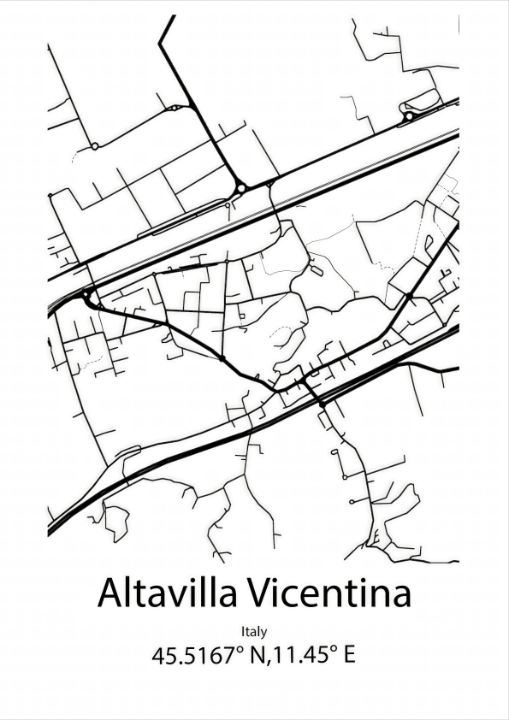 Altavilla Vicentina,Italy Line Map A - Kaigozen - Drawings ...