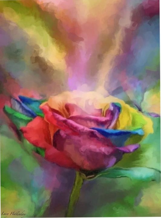Rainbow Rose - Lucy Halladay - Digital Art & AI, Flowers, Plants ...