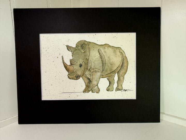 Rhinoceros - Watercolor by Marlene - Paintings & Prints, Animals, Birds ...
