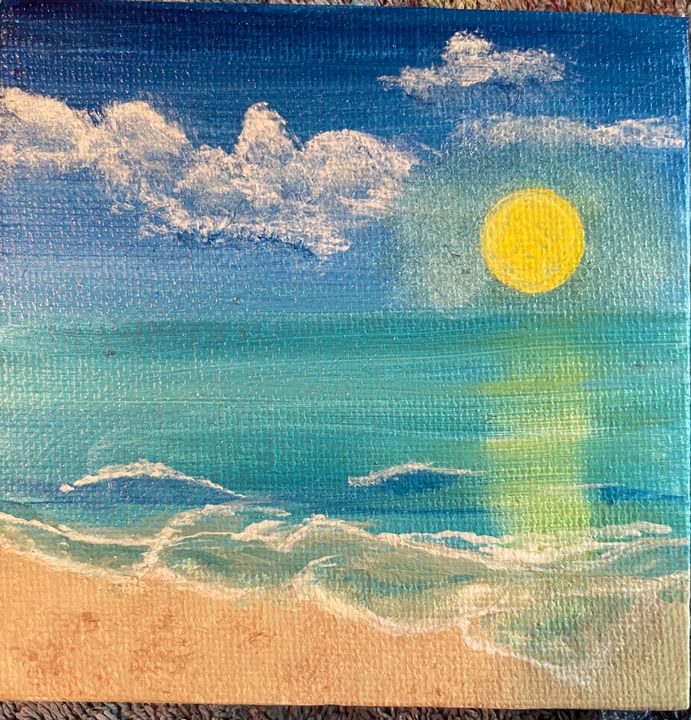 Mighty Mini Sea Moonrise - Renee Rice Art - Paintings & Prints ...