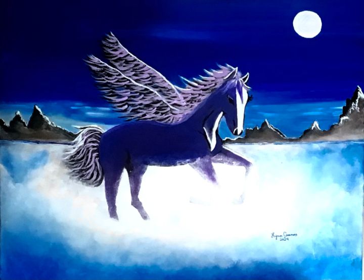 Purple Pegasus - Lynn Cannon - Paintings & Prints, Animals, Birds ...