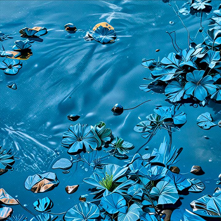 Blue lily pads - Jawek kwakman AI art - Digital Art & AI, Flowers ...
