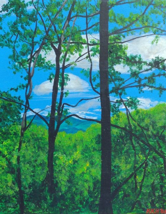 Mountain Peek through the Trees - Naturescapes by Kay - Paintings & Prints, Landscapes & Nature ...