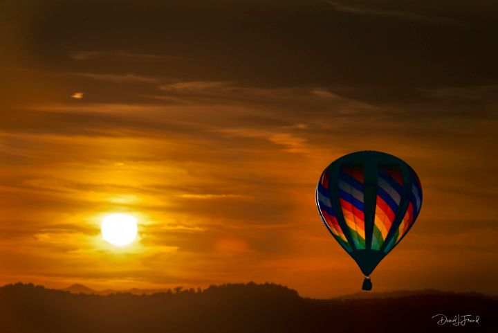 Sunset with hot air balloon in sky - DLF Photo - Photography, Vehicles ...
