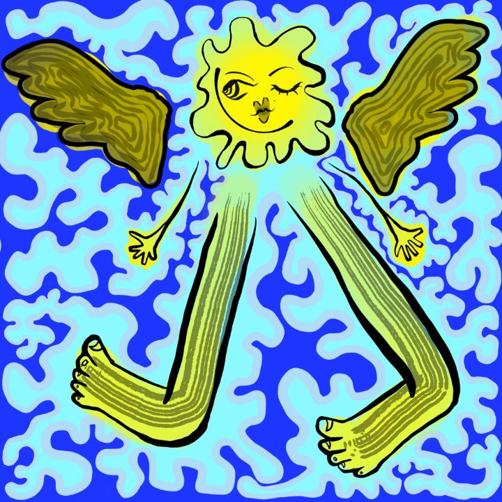 Winking Walking Sun [blue] - OMNA - Digital Art & AI, Astronomy & Space ...