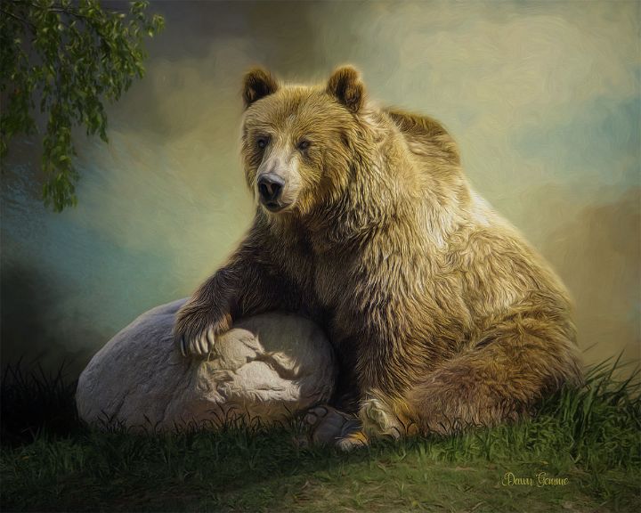 Relaxed Grizzly Bear Painting - Heart and Soul Art - Paintings & Prints ...