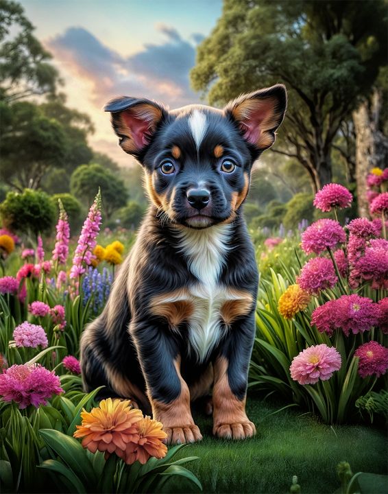 Zack Blue Cattle Dog Puppy Portrait - Heart and Soul Art - Paintings ...