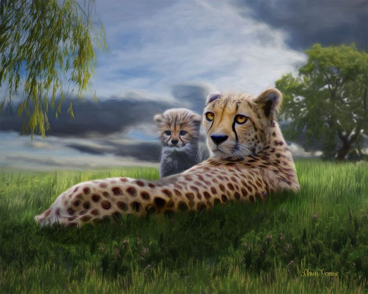 16x20 Cheetah and Cub Painting - Heart and Soul Art - Paintings ...