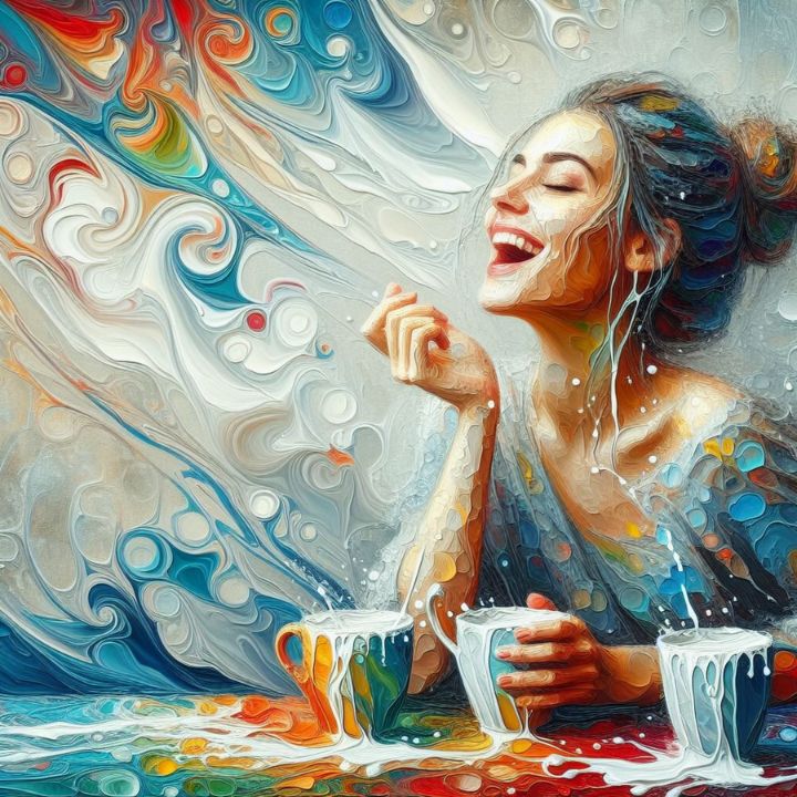 Laughing Latte Delight - Abstract Bliss - Digital Art & AI, Abstract ...