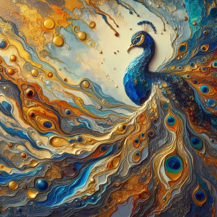 Dancing Peacock - Abstract Bliss - Digital Art & AI, Abstract ...