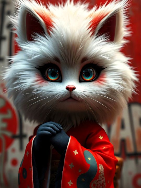 Geisha Cat Figurine - A.D. Visual Digital Art - Digital Art & AI ...
