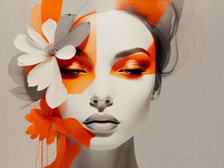 Orange-Grey Sketch-Paint Beauty - A.D. Visual Digital Art - Drawings ...