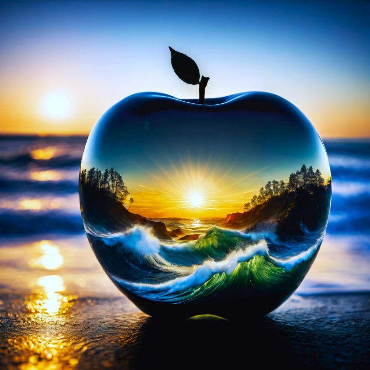 Abstract Apple and Sea Reflection - A.D. Visual Digital Art - Drawings ...