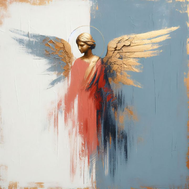 Angel Figure - Red, Blue and Gold - A.D. Visual - Paintings & Prints ...
