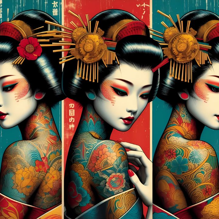 Geisha in Triptychon Style - A.D. Visual Digital Art - Drawings ...