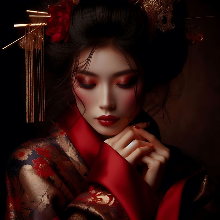 Shy Geisha - Color Portrait - A.D. Digital Art Creation - Drawings ...