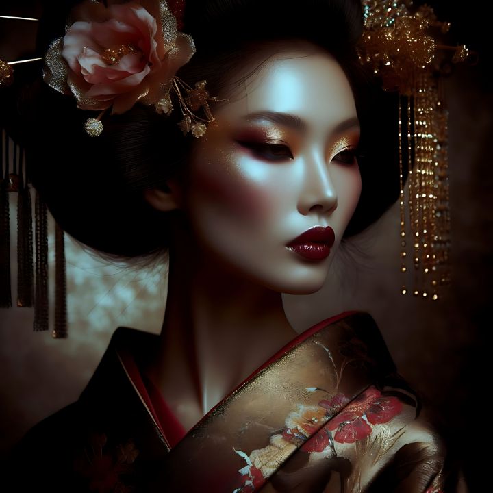 Traditional Geisha Dark Painting - A.D. Visual Digital Art - Drawings ...