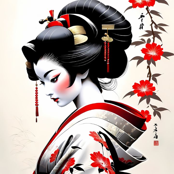 Geisha - Portrait Drawing - A.D. Visual Digital Art - Drawings ...