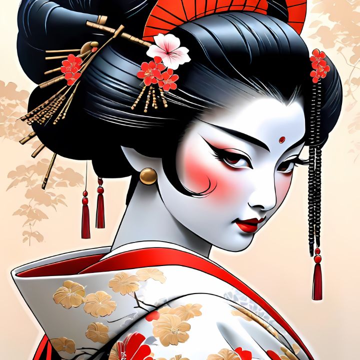 Geisha Beauty - Portrait Drawing - A.D. Visual Digital Art - Drawings ...