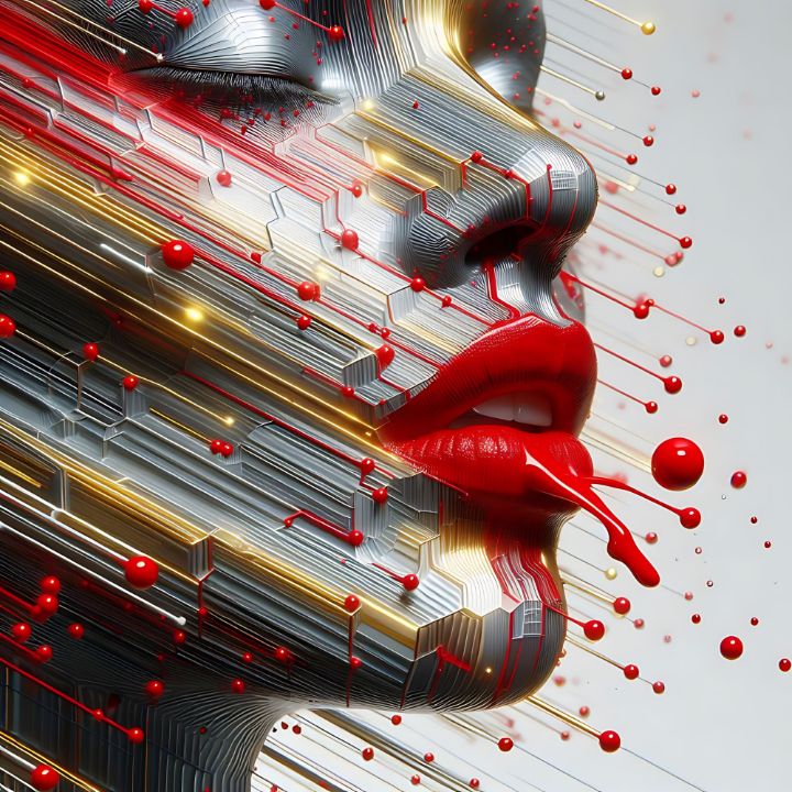 Digital Beauty Splash with Red Lips - A.D. Visual Digital Art ...