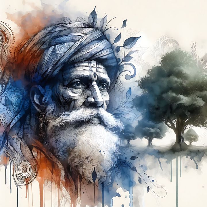 Old Indian Guru - Portrait Painting - A.D. Visual Digital Art ...