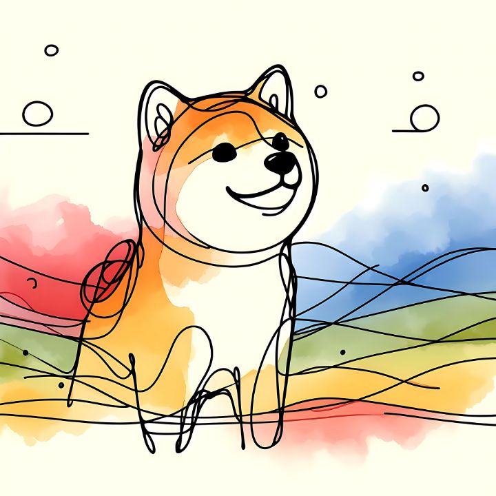 Cute Akita Inu -Line Drawn - A.D. Visual Digital Art - Drawings ...