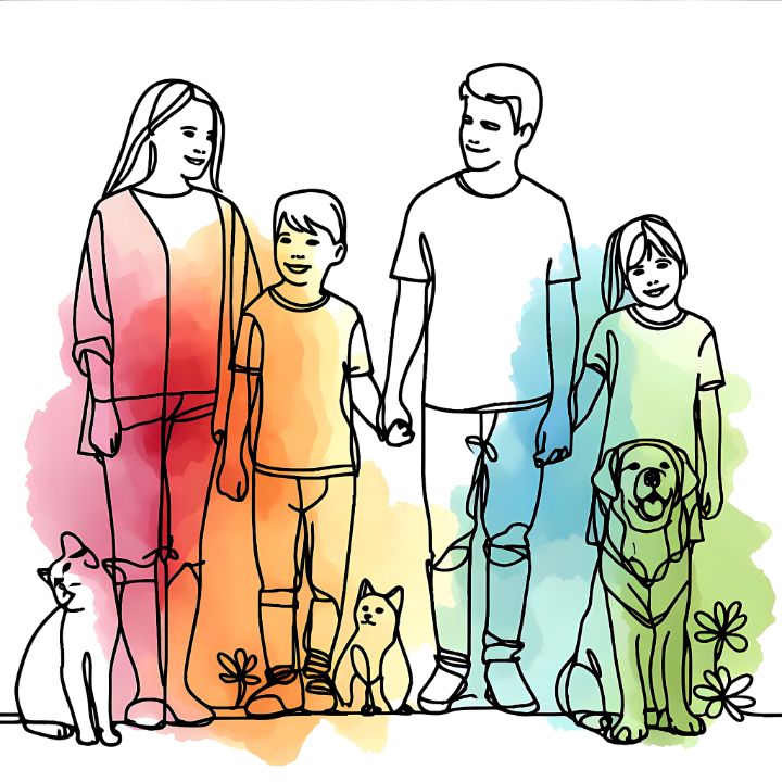 Young Family with Pets - Drawing - A.D. Visual - Drawings ...