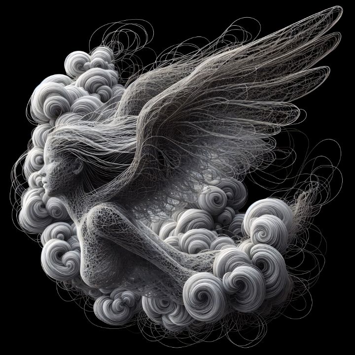 Angel in Clouds - Wire Art - A.D. Visual Digital Art - Digital Art & AI ...